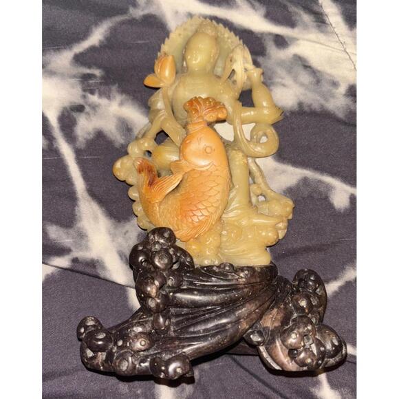 Other | 7 Old Dynasty Shoushan Stone Tongzi Fish Kwanyin Guan Yin ...